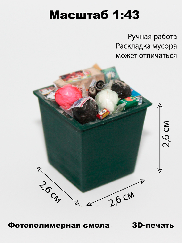 Миниатюрный мусорный бак №1 (с мусором) в масштабе 1:43 для диорам и макетов купить на OZON по ...