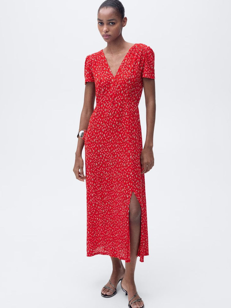 Платье Женский MANGO ярко-красный Повседневный Полиэстер, размер 44, 46 купить c доставкой на ...