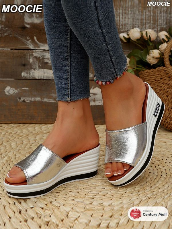 Сабо Женский MOOCIE Искусственная кожа, размер 37 Маломерит, Толстая подошва Танкетка купить c ...