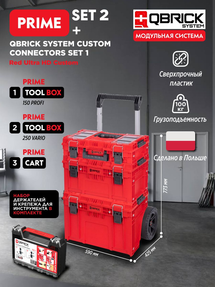 Набор ящиков для инструментов Qbrick System PRIME SET 2 RED Ultra HD ...
