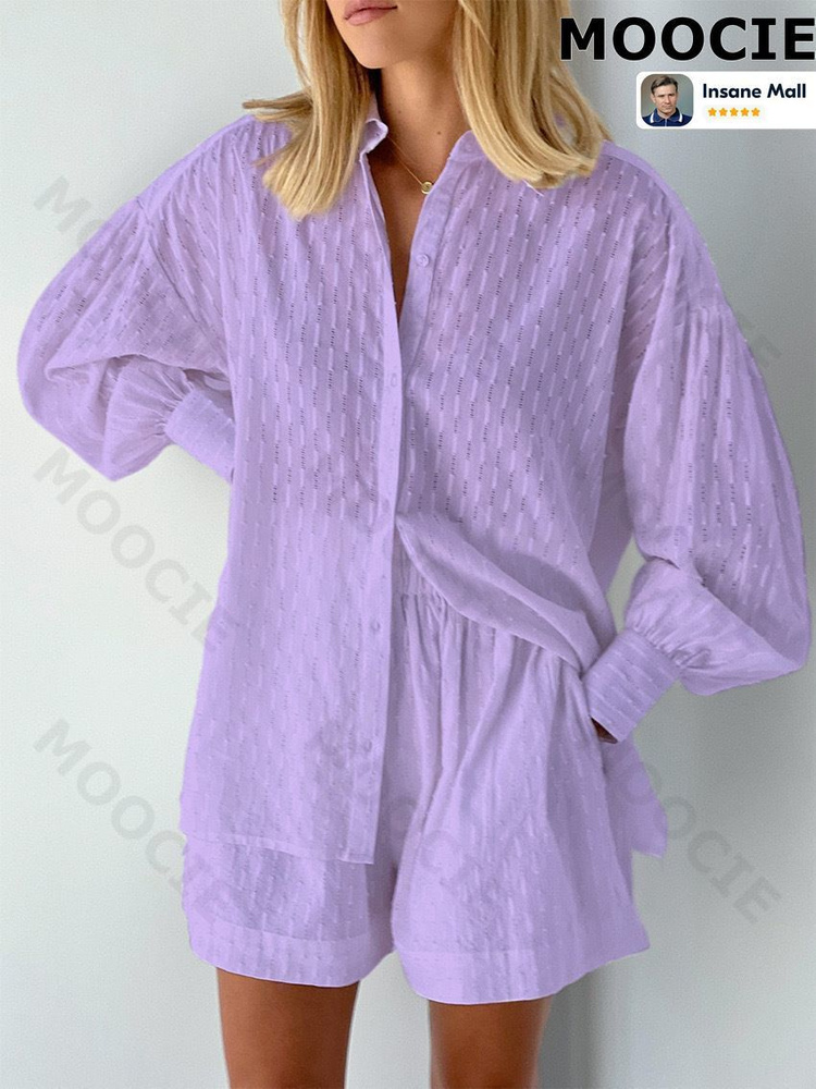 Комплект одежды Женский MOOCIE Повседневный фиолетовый, размер 50 Хлопок Китай Лето купить c ...