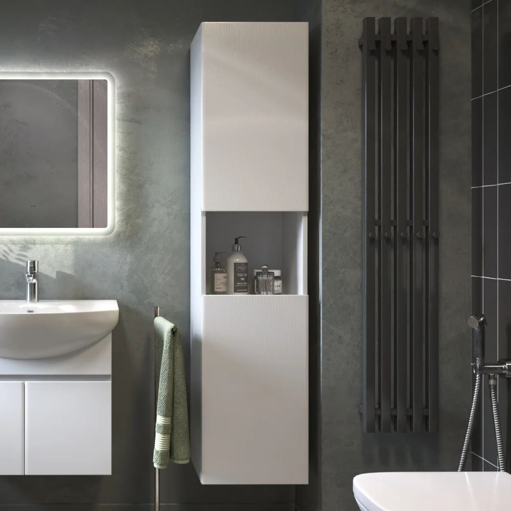 Шкаф-пенал для ванной Vigo Wing 35 35 см, белый, подвесной купить на OZON по низкой цене ...