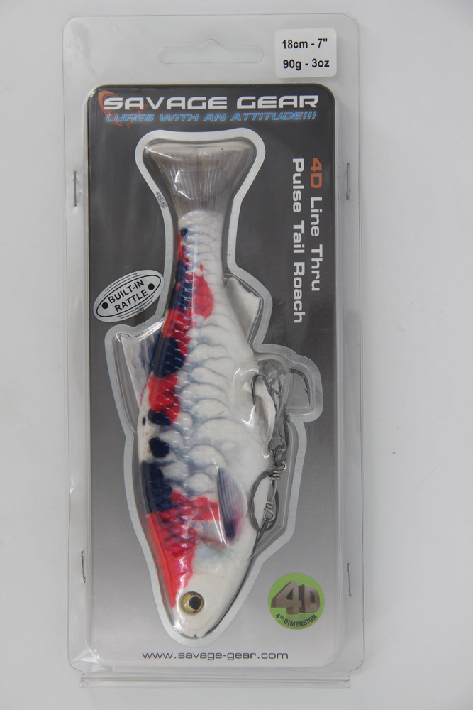 Воблер Свимбейт (SwimBait) SAVAGE GEAR Line Thru Pulse Tail Roach 180 ...