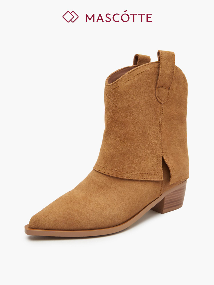 Ботинки казаки Женский Mascotte светло-коричневый, размер 38 Демисезон 4 Без застёжки Россия ...
