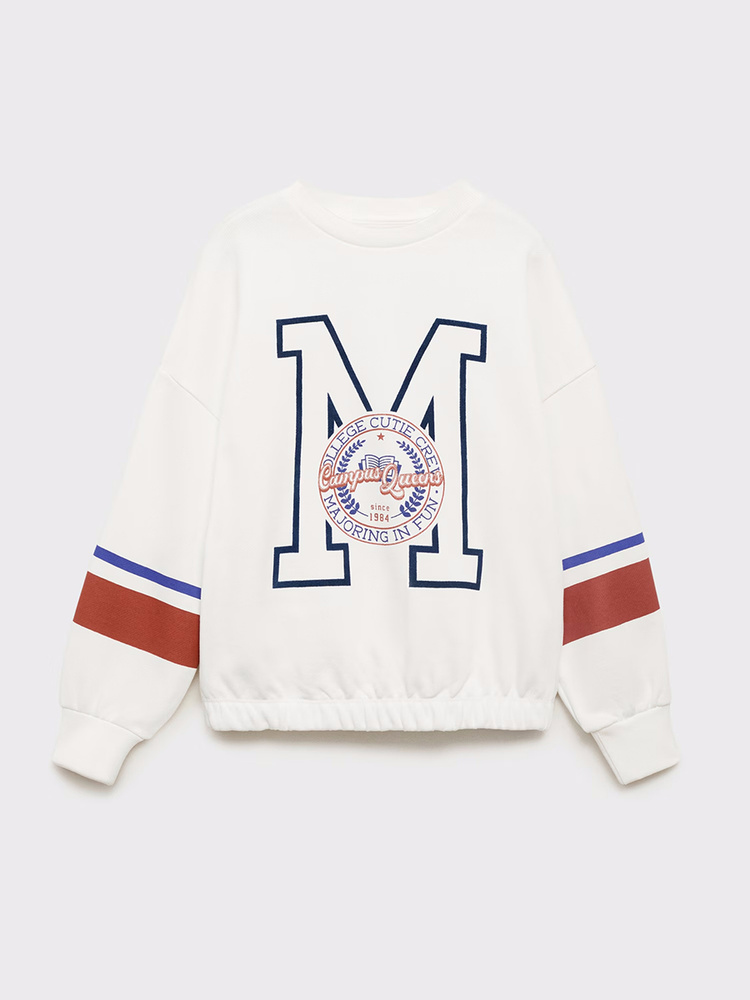 Свитшот Девочки MANGO Kids молочный Хлопок, размер 152 Пакистан купить c доставкой на OZON по ...