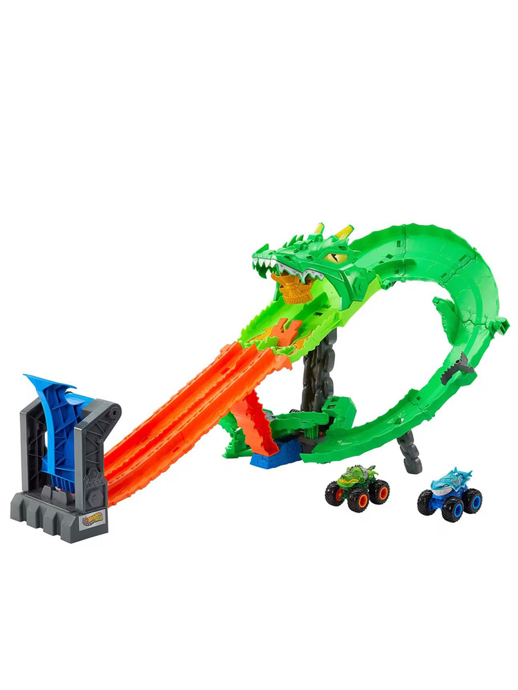 Игрушечный трек Hot Wheels Monster Trucks Sharks vs. Dinosaurs ...