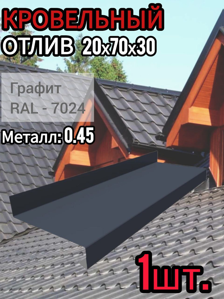 Отлив Оконный длинна 1250 мм ширина 70 мм 1шт RAL 7024 Графит купить на OZON по низкой цене ...