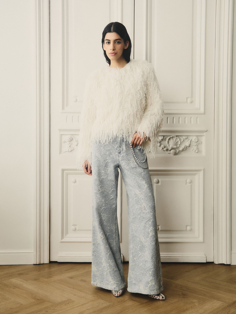 Джинсы Женский Zarina светло-синий широкие Железо, Медь, размер 44 свободный Молния Высокая ...