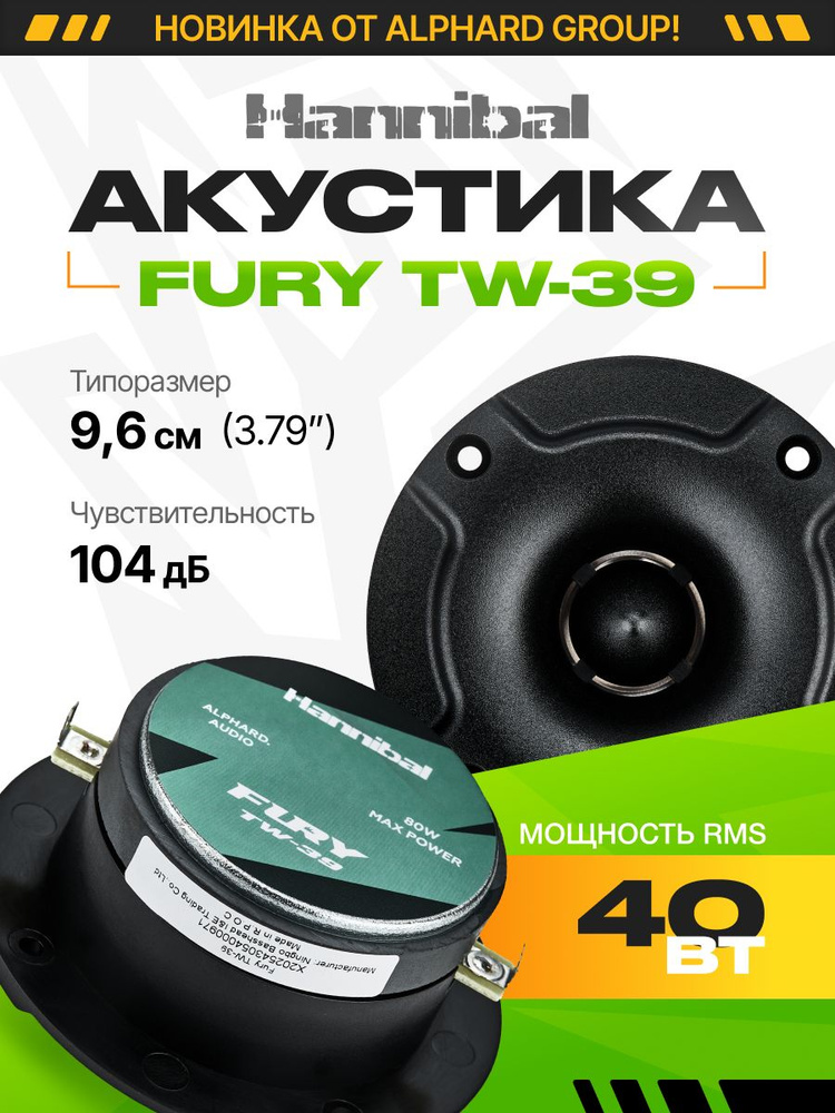 Колонки в машину Alphard Hannibal Fury TW-39 / 9,6 см купить на OZON по ...