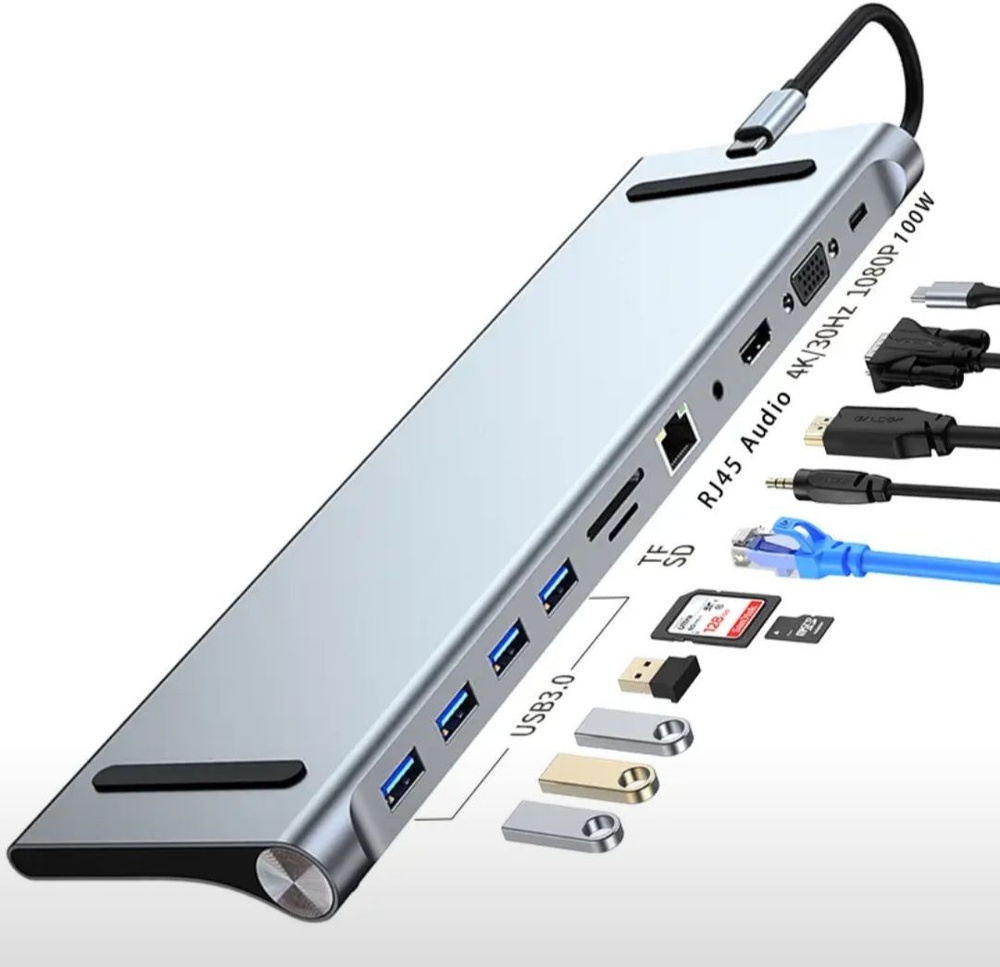 Док-станция 11 в 1 USB C с 4K HDMI-совместимым концентратором VGA ...