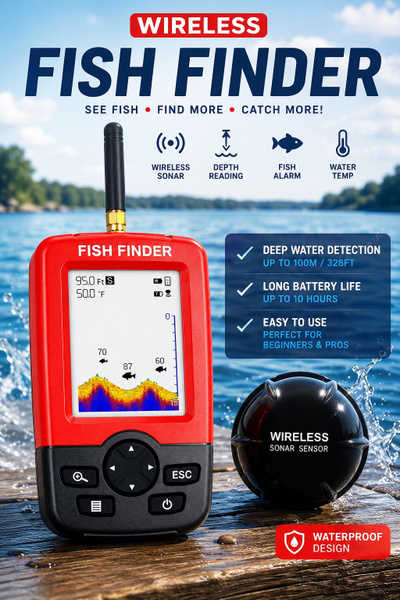 Беспроводной эхолот Fish finder можно использовать с лодками-приманками ...