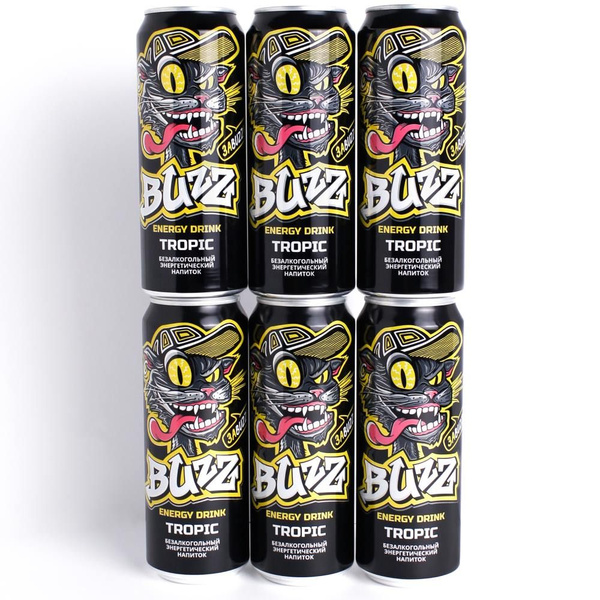 Энергетический напиток Buzz Tropic (Тропический), набор энергетиков 6 х ...