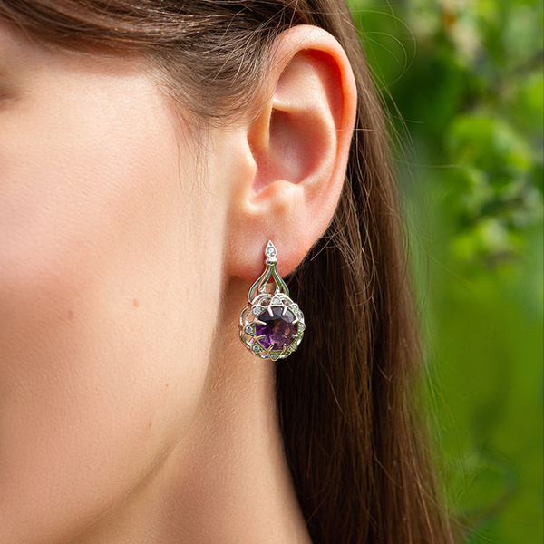 Серьги VG Jewelry из серебра 925 пробы со вставками из аметиста и ...