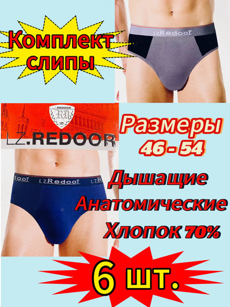 Комплект трусов Мужской LZ REDOOR брифы Хлопок, Бамбуковое волокно разноцветный, размер 48 ...
