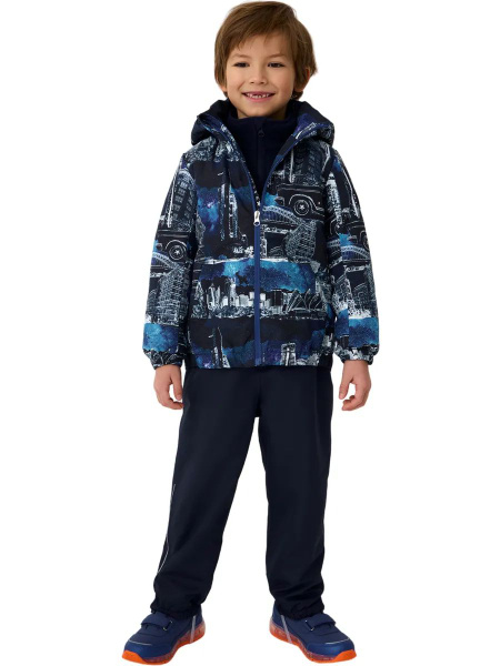 Куртка Мальчики Lassie Капюшон, Карманы синий Полиэстер, размер 98, 104 Длинный Демисезон Китай ...