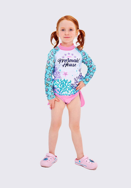 Купальник раздельный Девочки OLDOS зеленый, розовый Пляжный, размер 110 SUP-серфинг ...