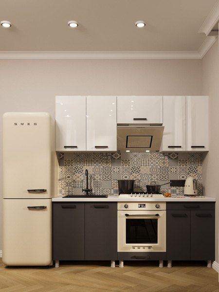 Кухонный гарнитур кухня Тоскана 2 0м с окапом и модулем под духовой шкаф ЛДСП фасад Графит