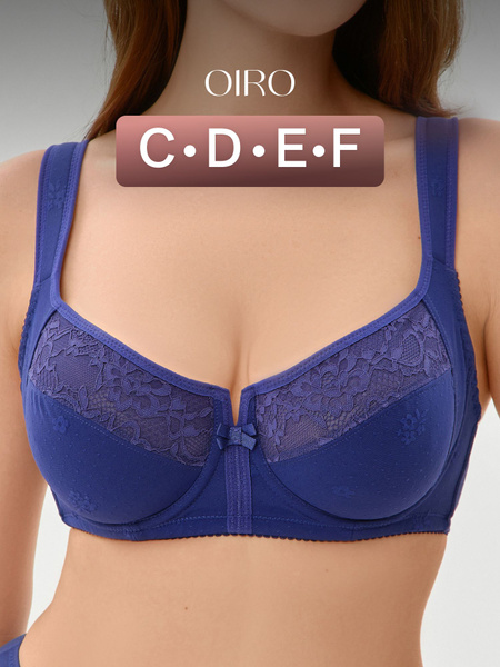 Бюстгальтер Женский OIRO мягкая чашка на каркасе, на косточках, размер 85D синий Нейлон ...