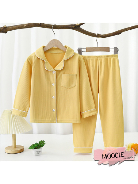 Пижама Девочки, Мальчики MOOCIE с брюками Полиэфирное волокно, размер 150 Геометрический желтый ...