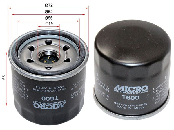 MICRO Фильтр масляный для HYUNDAI SOLARIS 1.4 17-/SUBARU FORESTER 2,0/2,5 97-/IMPREZA 1,5/2,0 93 ...