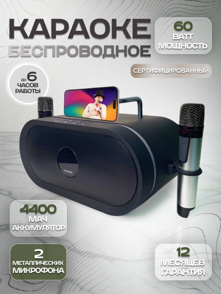 Портативная караоке-система ATOM Evolution KS-2600 с беспроводными ...