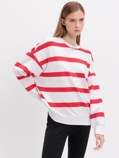 Свитшот Женский EA7 ярко-красный, белый Хлопок, Эластан, размер 40, 42 Турция купить c доставкой ...