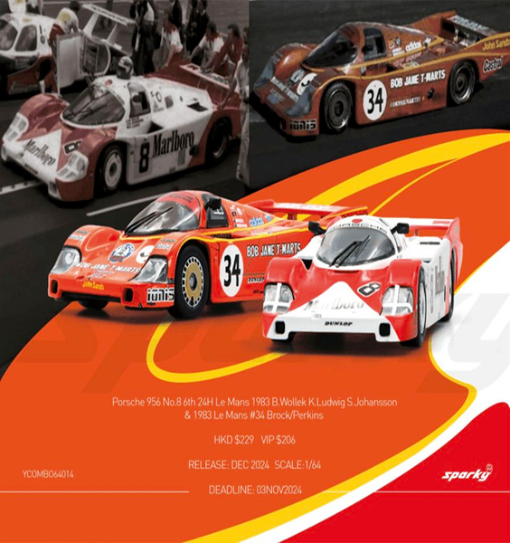 Коллекционная машинка Sparky 1:64 Porsche 956 #8 6th & #34 1983 Le Mans two cars set купить на ...