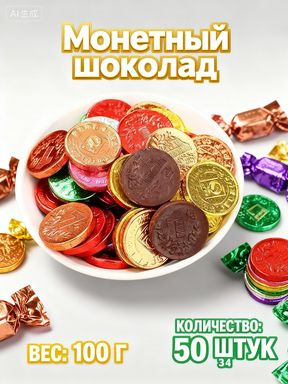 Fun Coin-Shaped Chocolate, 50 pieces, 100 grams купить на OZON по ...