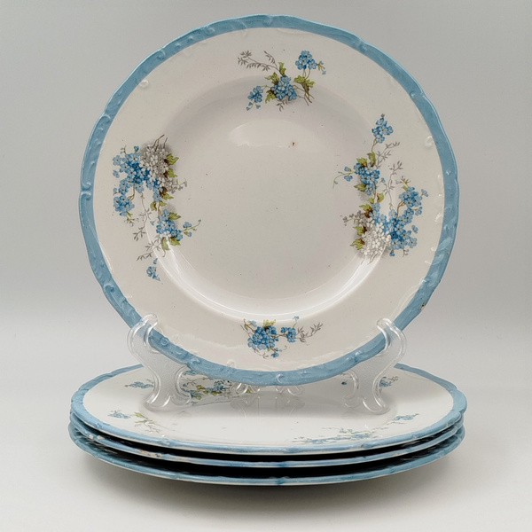 Набор из 4-х десертных тарелок, украшенных цветочным декором, фаянс деколь, Товарищество МС ...