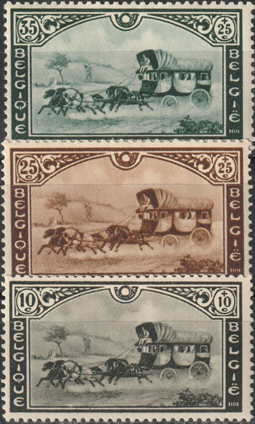 Бельгия 1935 История почты. Доставка корреспонденции почтовой каретой (выпуск в честь юбилея ...