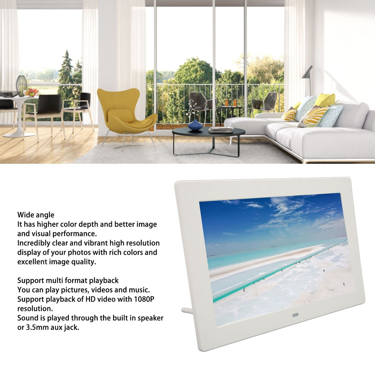 10 Inch Digital Photo Frame, Поддерживает мультимедийный контент и ...