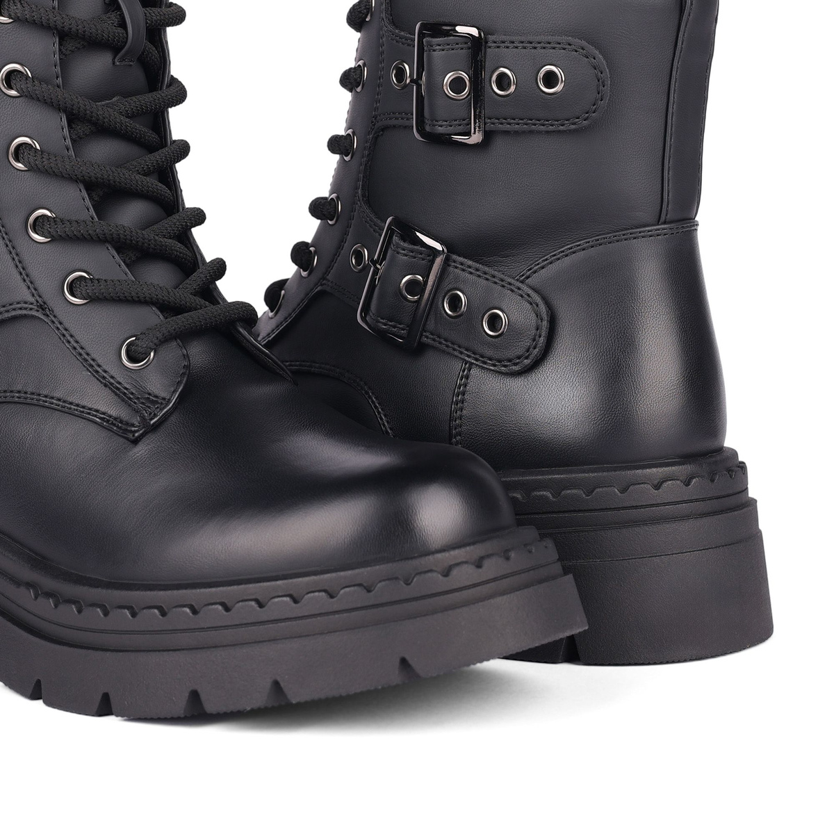 Ботинки Женский Instreet черный, размер 38 дерби Зима 5 Шнурки, Молния Толстый каблук Россия ...