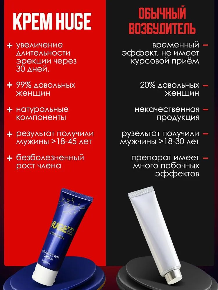Крем для увеличения члена HUGE, XXL ( XXL) 50 мл купить на OZON по низкой цене (3047704971)