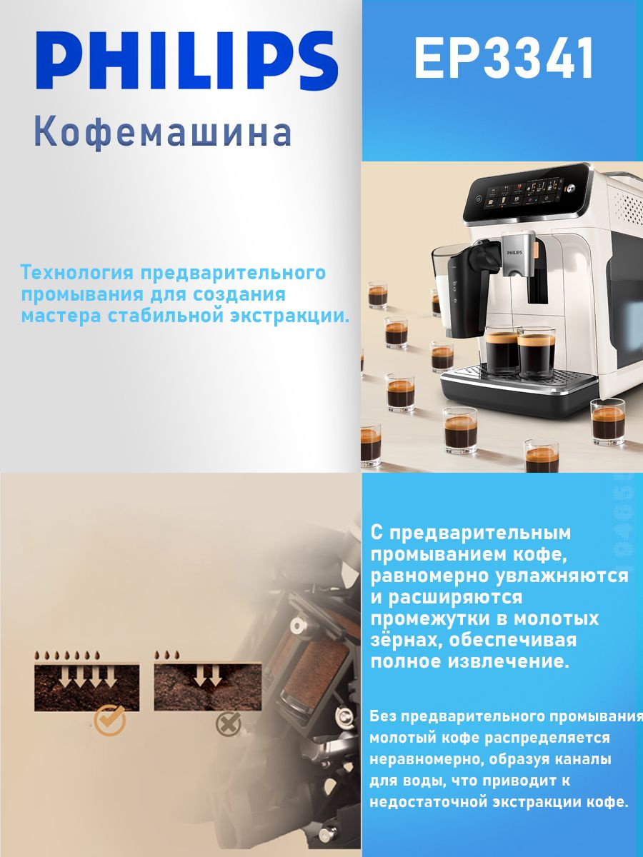 Philips Автоматическая кофемашина EP3341, белый,(Наземный транспорт ...