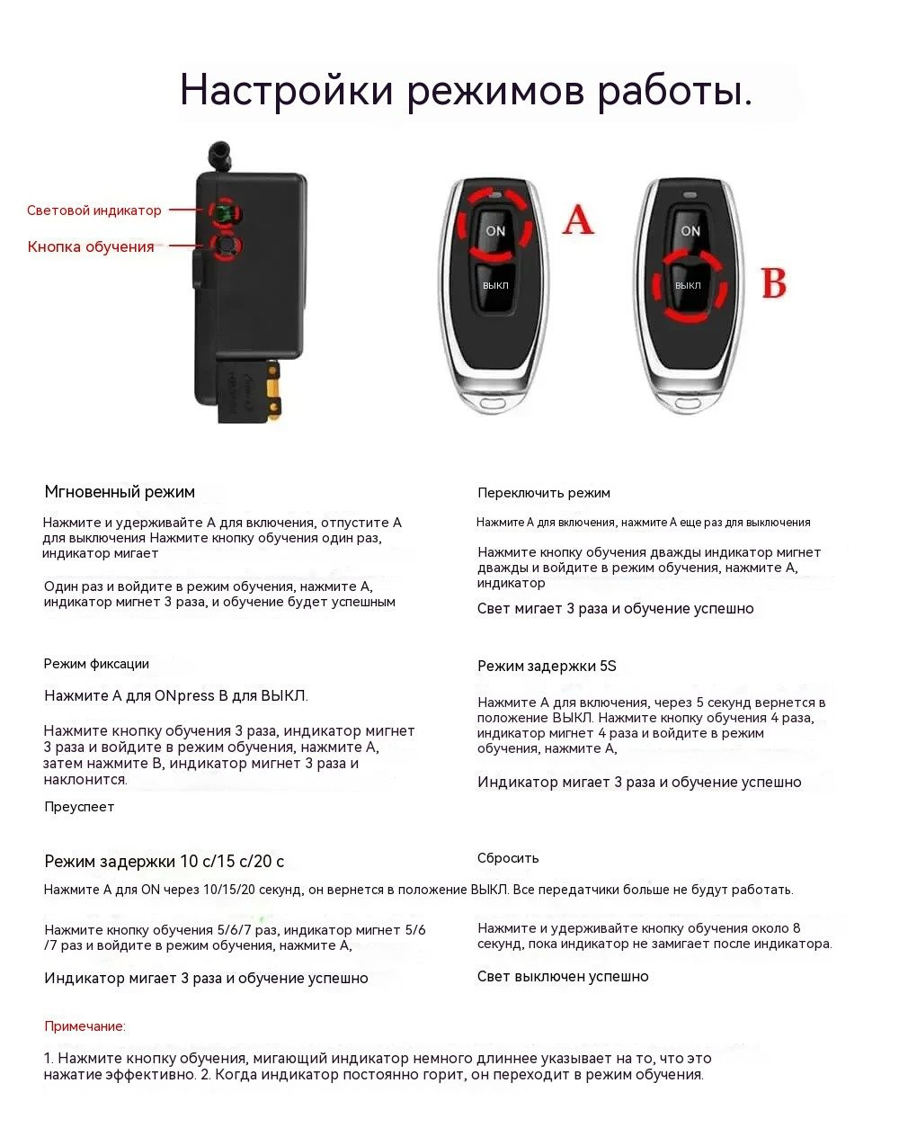 Пульт управления гаражными воротами 433 МГц 220 В, с одним реле и двумя ...
