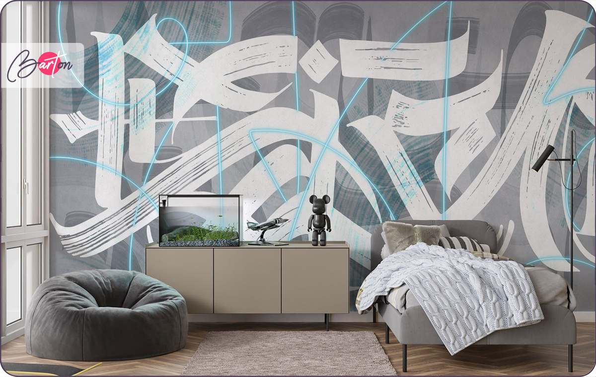 BARTONWALL Фотообои флизелиновые 3D 400х270 см Граффити Узоры K331-C 3Д на стену в спальню ...