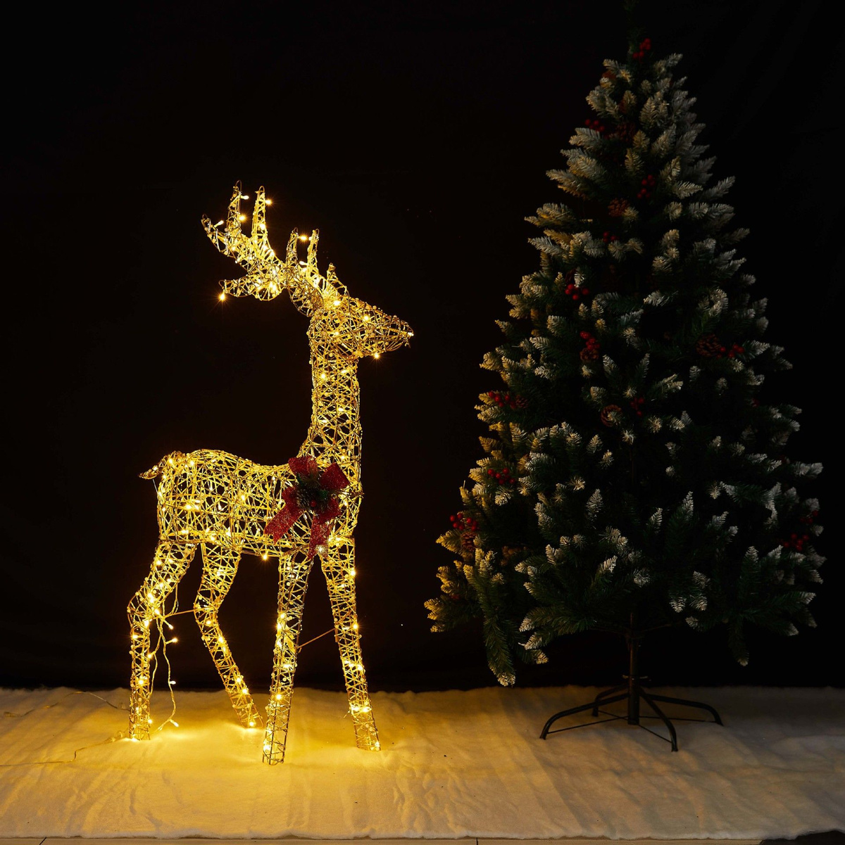 Новогодняя уличная фигура "Олень" светящийся 120 см (золотой) купить c ...