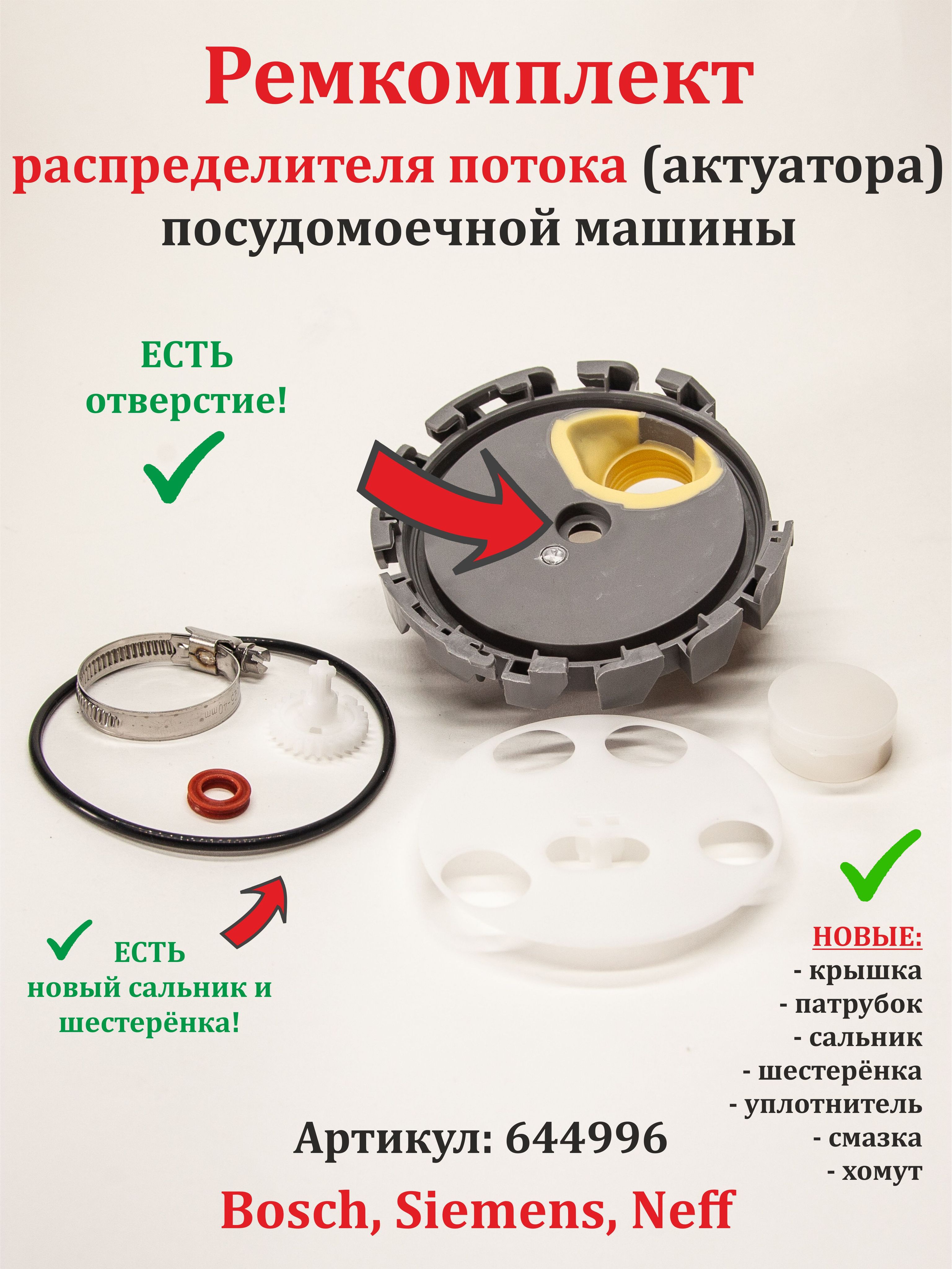 Ремкомплект распределителя потока (актуатора) посудомоечной машины ...