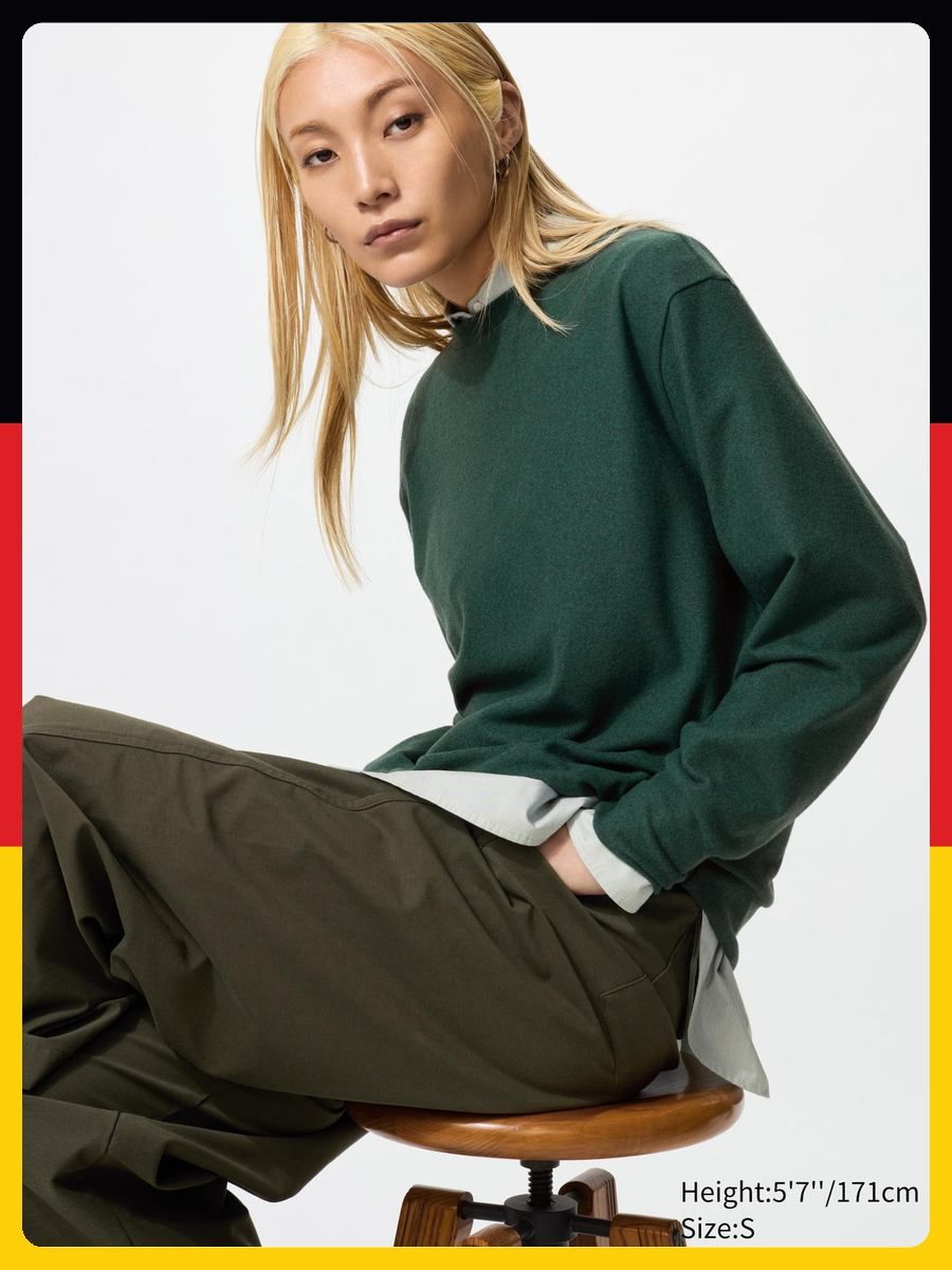 Свитшот Женский Uniqlo темно-зеленый, размер 46, 48 Не указана дышащий ...