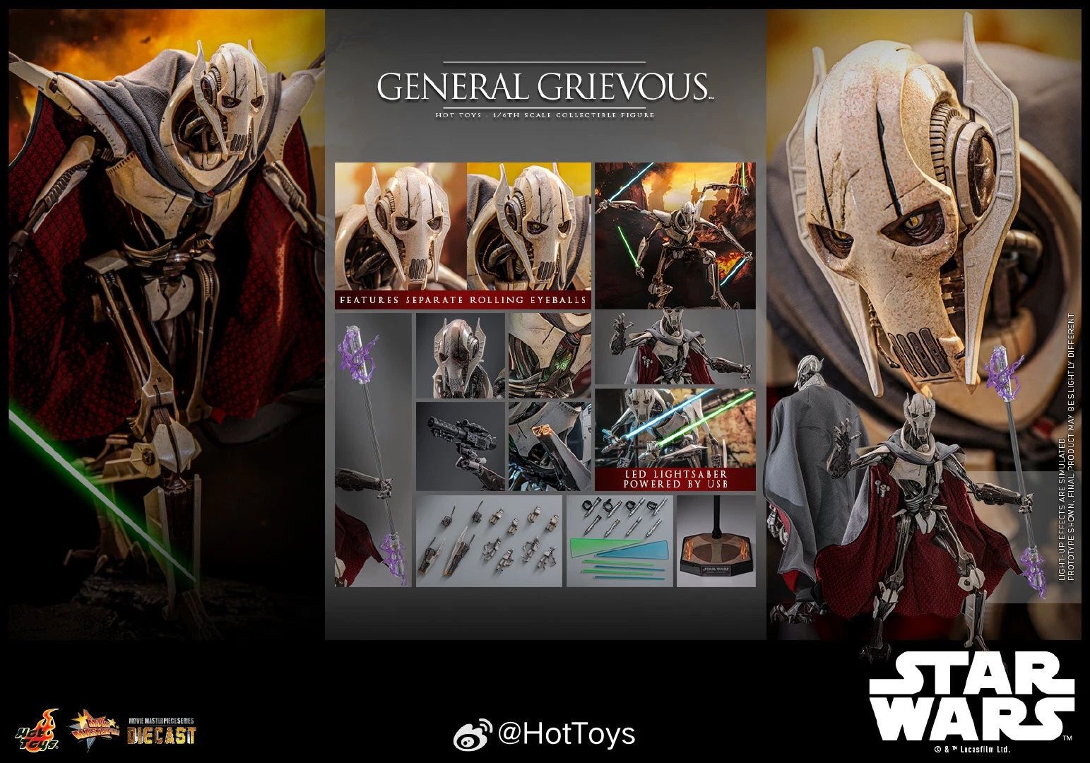 (Opened Box) Фигурка Hot Toys Star Wars Revenge of the Sith General ...