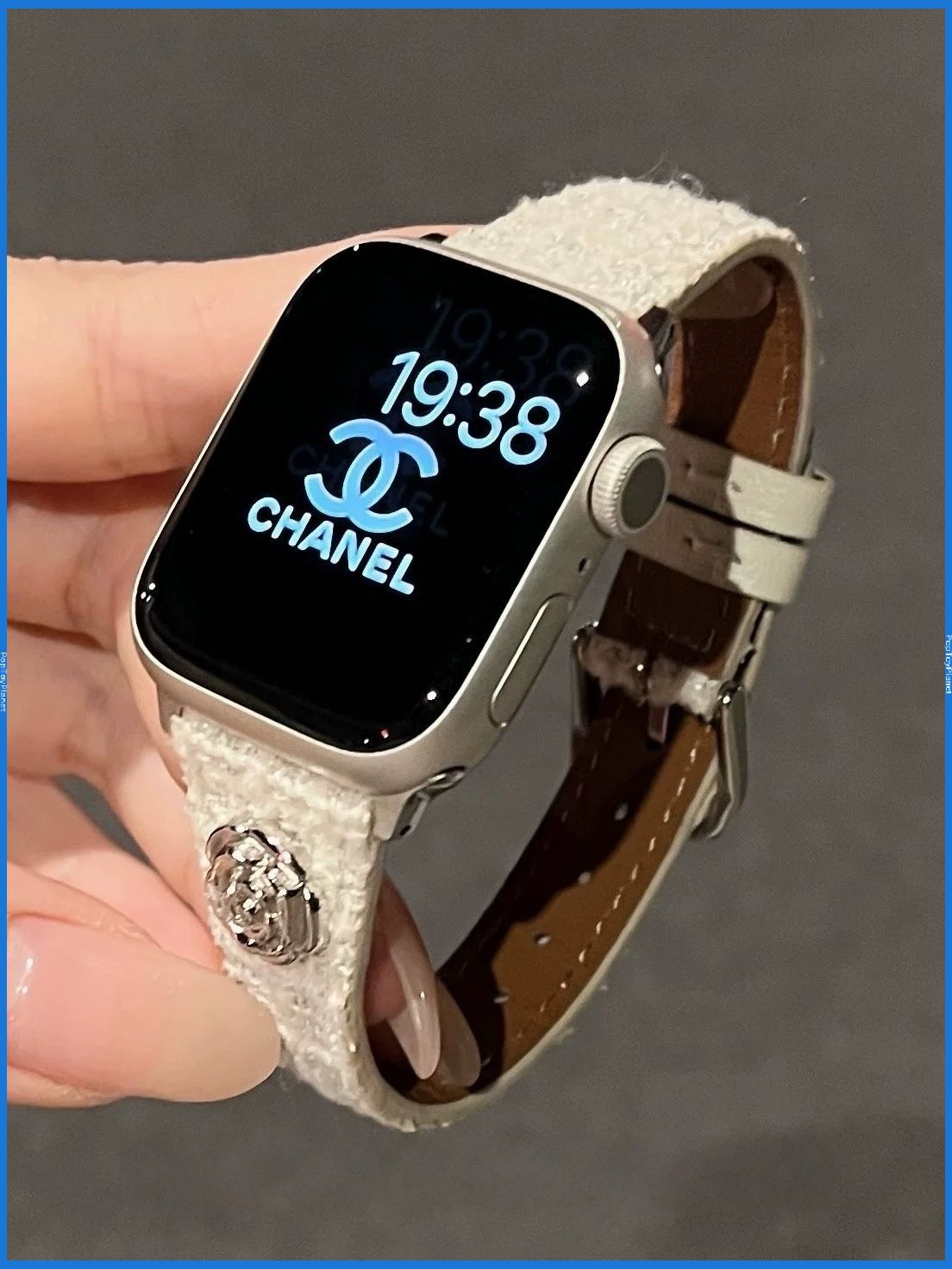 Эксклюзивный кожаный браслет Chanel для Apple Watch Series 10 46 мм, а ...