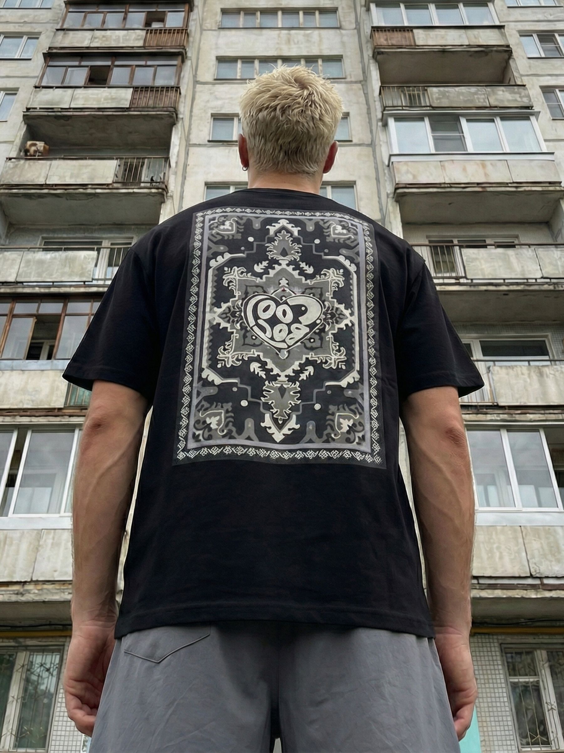 Футболка Мужской T-RONE menswear черный Короткий, размер 52 Хлопок ...