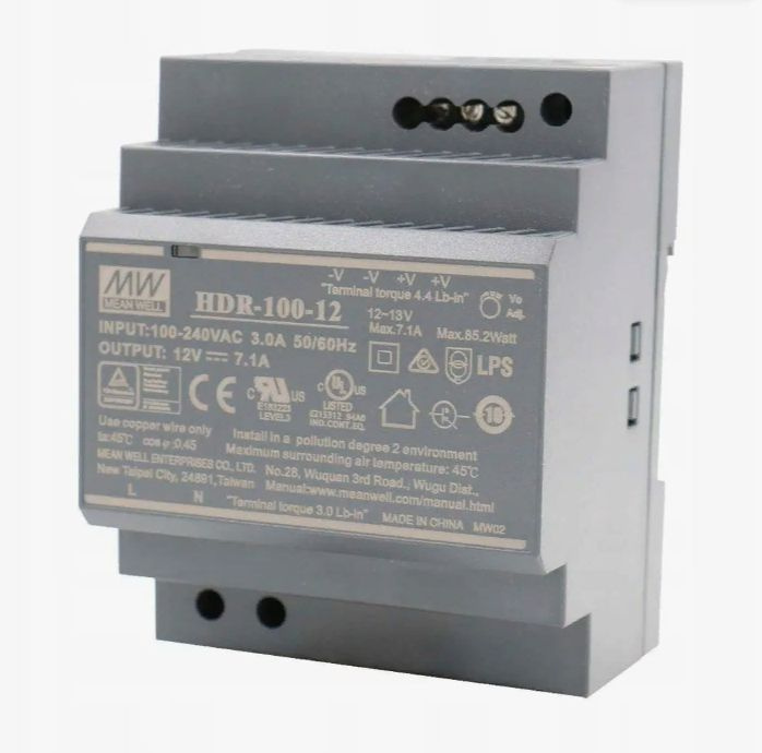 Модульный блок питания на DIN-рейку 12V HDR-100-12 / MEAN WELL - купить ...