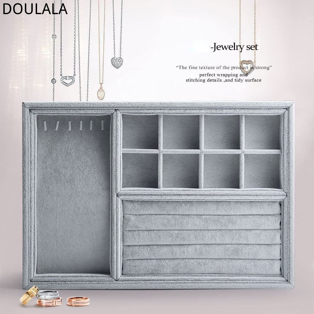 DOULALA Бархатный Выдвижной Лоток Для Ювелирных Изделий, Штабелируемый Органайзер Для Ювелирных ...