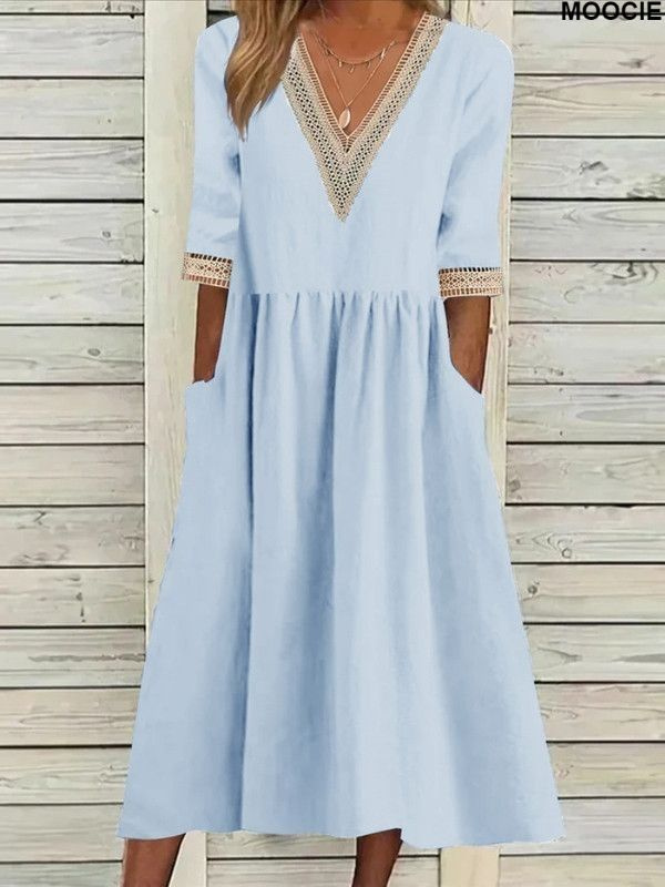Платье Женский MOOCIE лазурно-серый Повседневный Короткий Полиэфирное ...