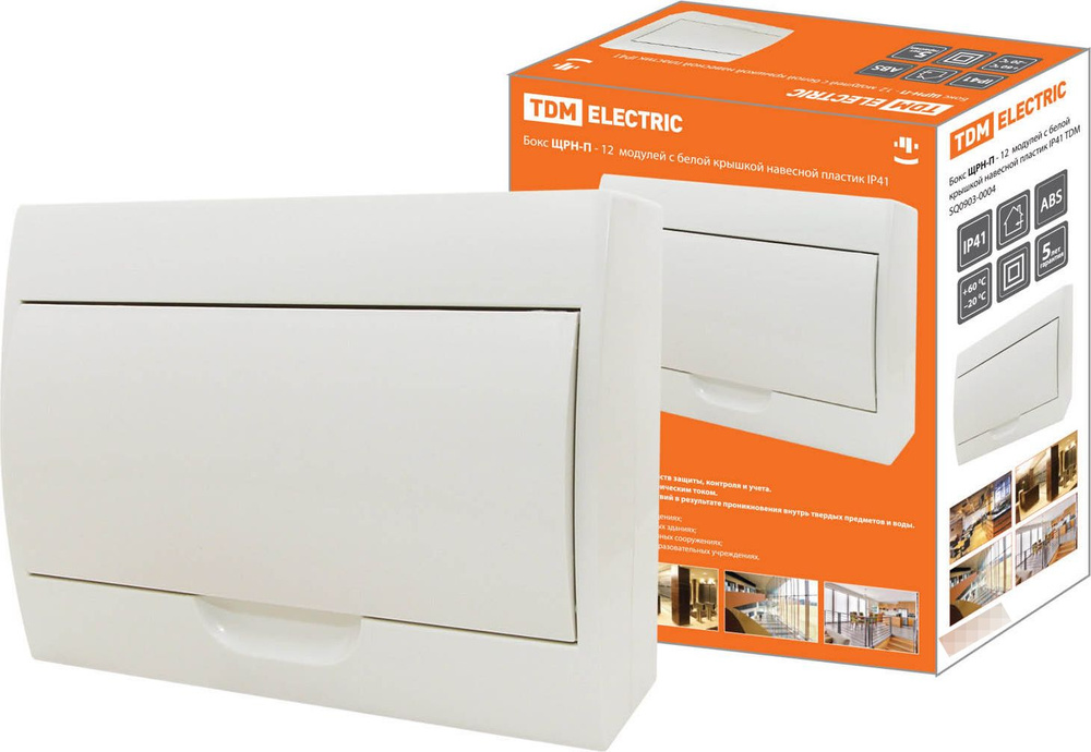 Бокс распределительный TDM Electric / ТДМ Электрик ЩРН-П-12 ЩРНП с белой крышкой, пластиковый ...