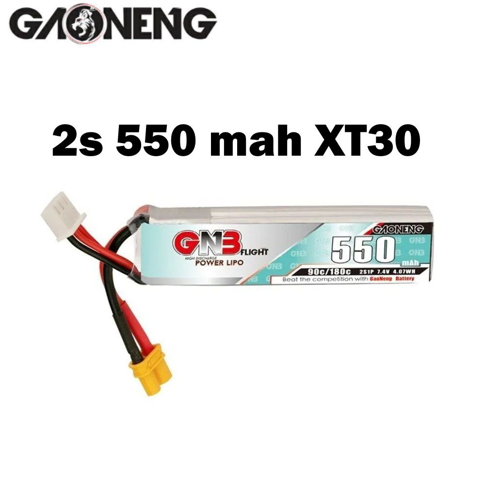 Аккумулятор Lipo GNB 2S 7,4 в 550 мАч 90C разъем XT-30 для Fpv купить на OZON по низкой цене ...