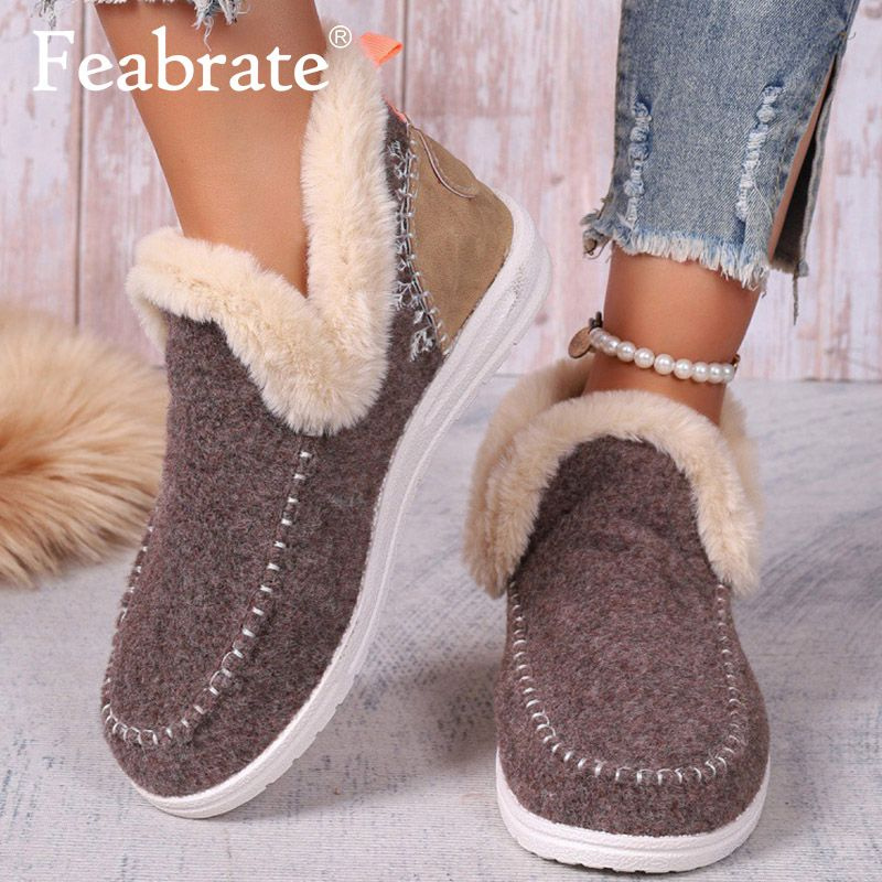 Ботинки Женский Feabrate коричневый, размер 41 Зима Без застёжки Без каблука купить c доставкой ...