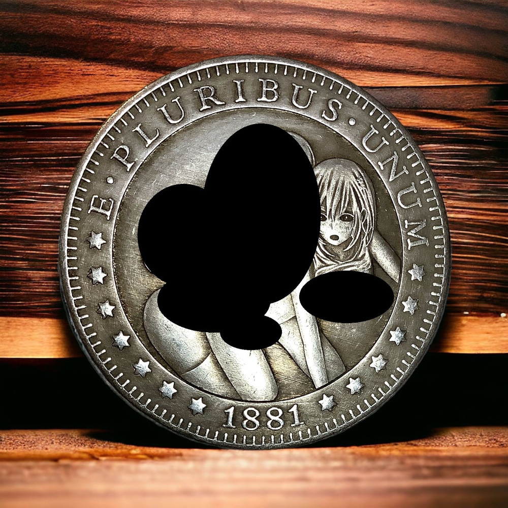 Монета США 1 доллар 1881 года. История любви. Девочки ню, аниме. Эротика, камасутра. Серебрение ...