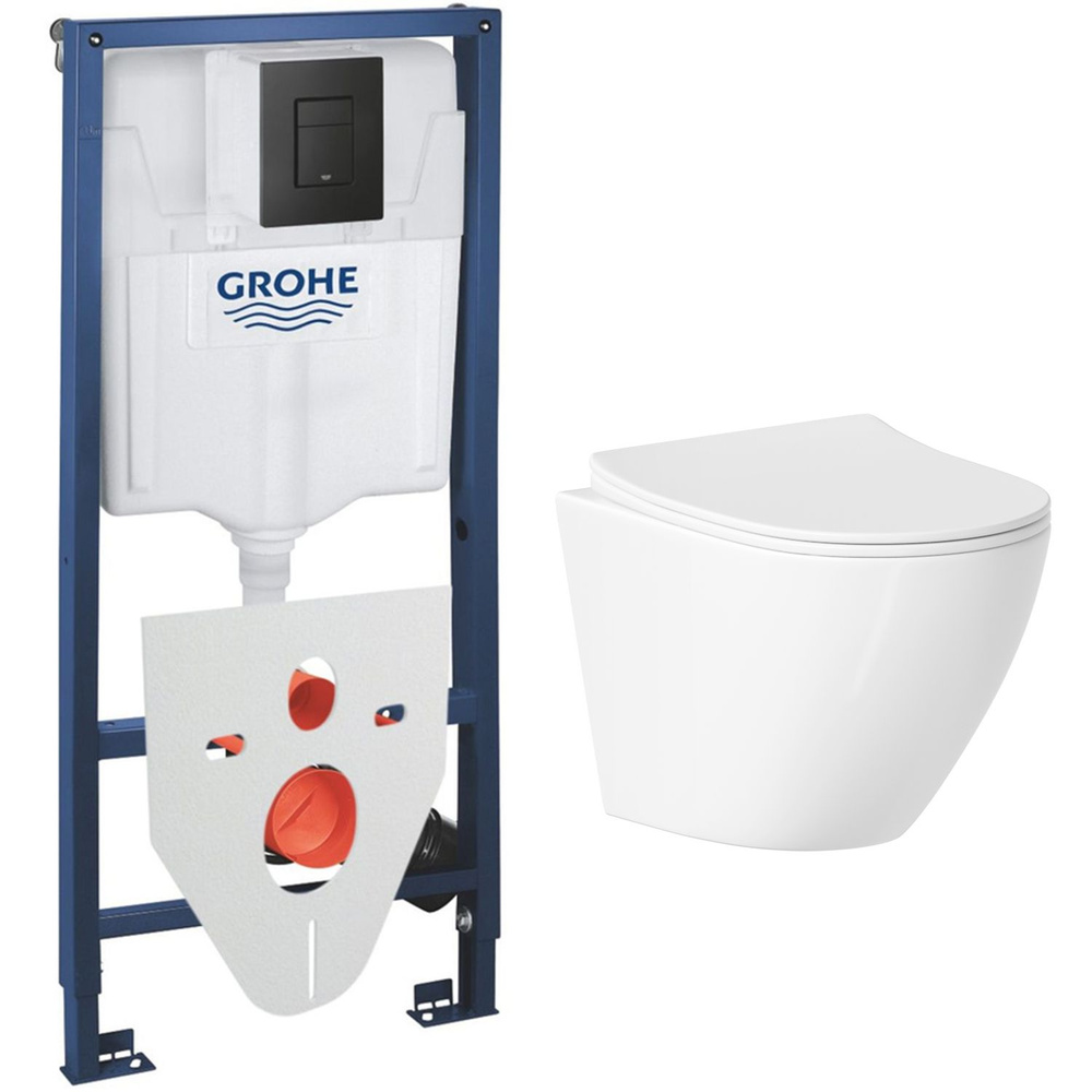 Инсталляция с унитазом комплект: унитаз подвесной Helmken 35490101, безободковый, сиденье с ...